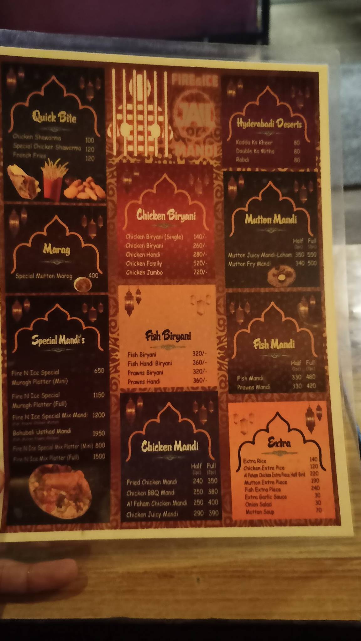 Menu at FIRE & ICE MANDI RESTAURANT, Hyderabad