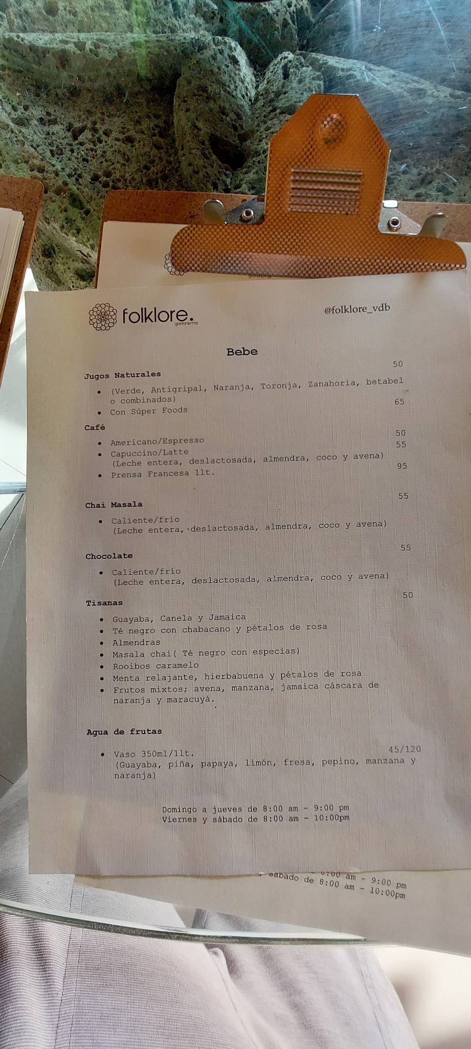 Menu at FOLKLORE restaurant, Valle de Bravo