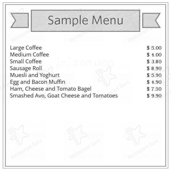 Menu at Falcon Cafe, Melbourne