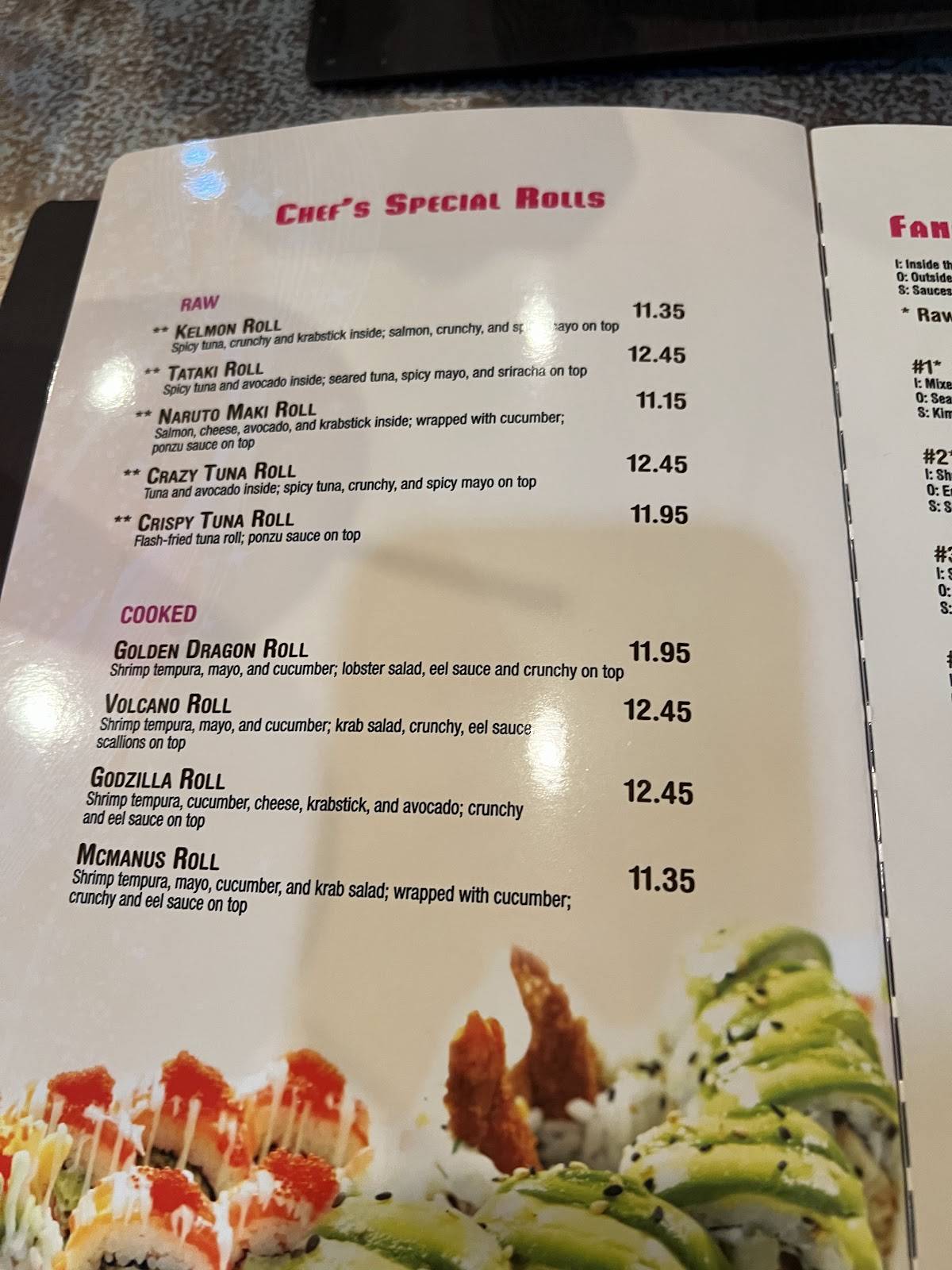 Menu at Fancy Q Sushi Bar and Grill, Brunswick