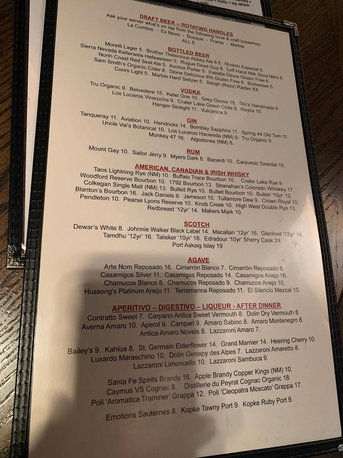 Menu at Farina Alto Pizzeria & Wine Bar, Albuquerque, Montgomery Blvd NE