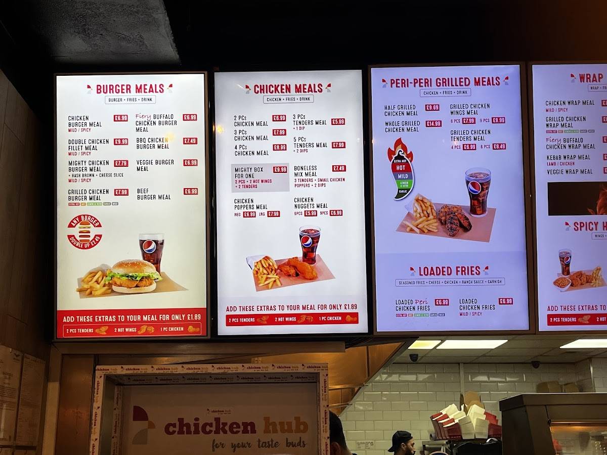 Menu at Chicken Hub fast food, London, 130 High Holborn
