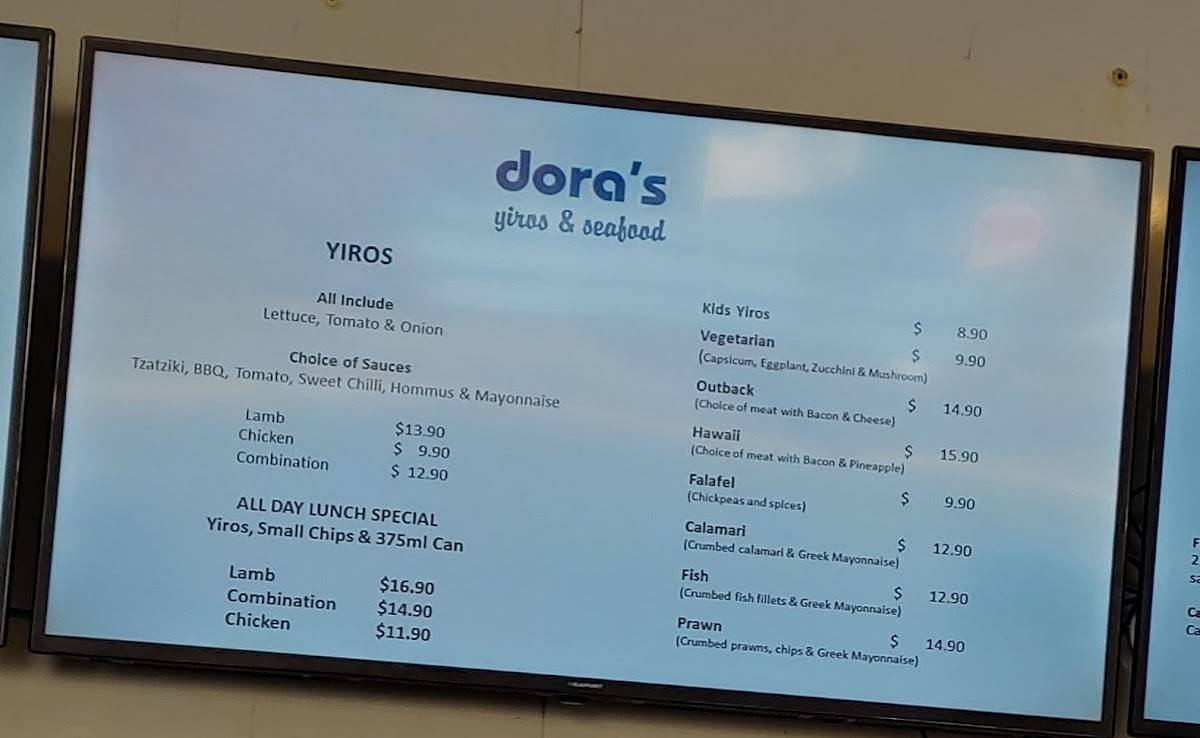 Menu at Doras Yiros fast food, Woodville West