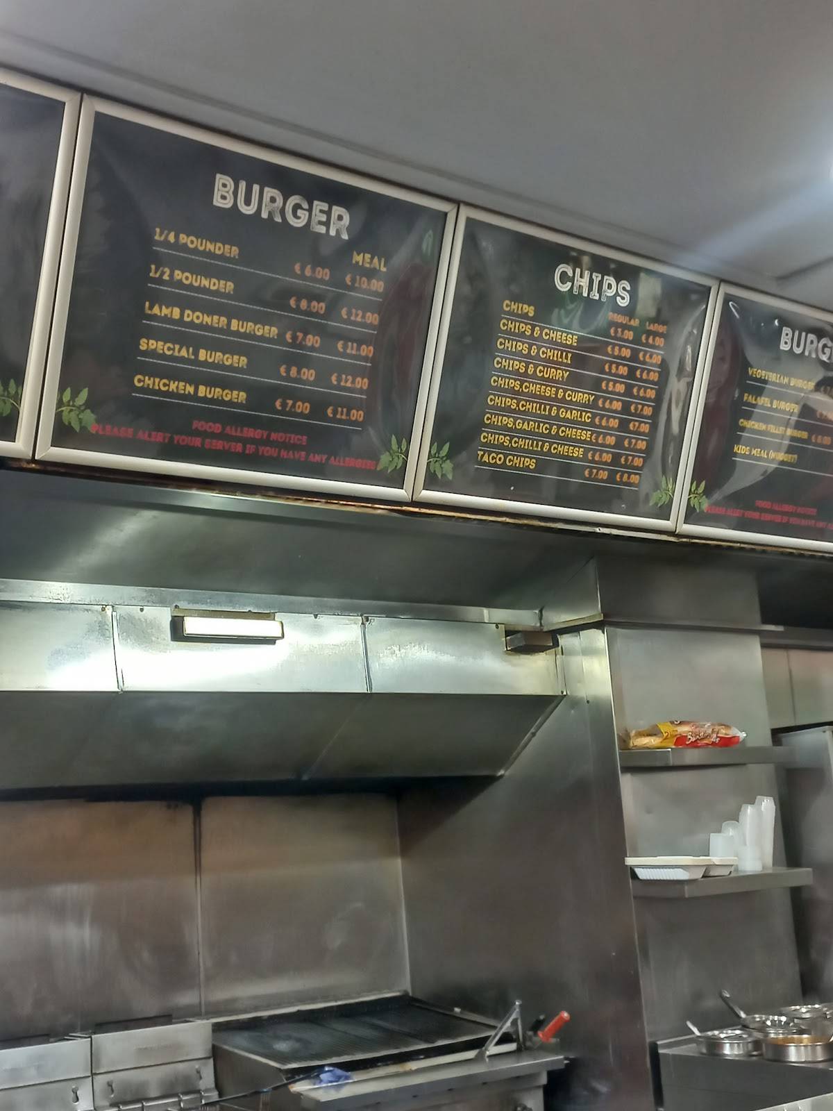 Menu at Istanbul Kebab Cork City fast food, Cork