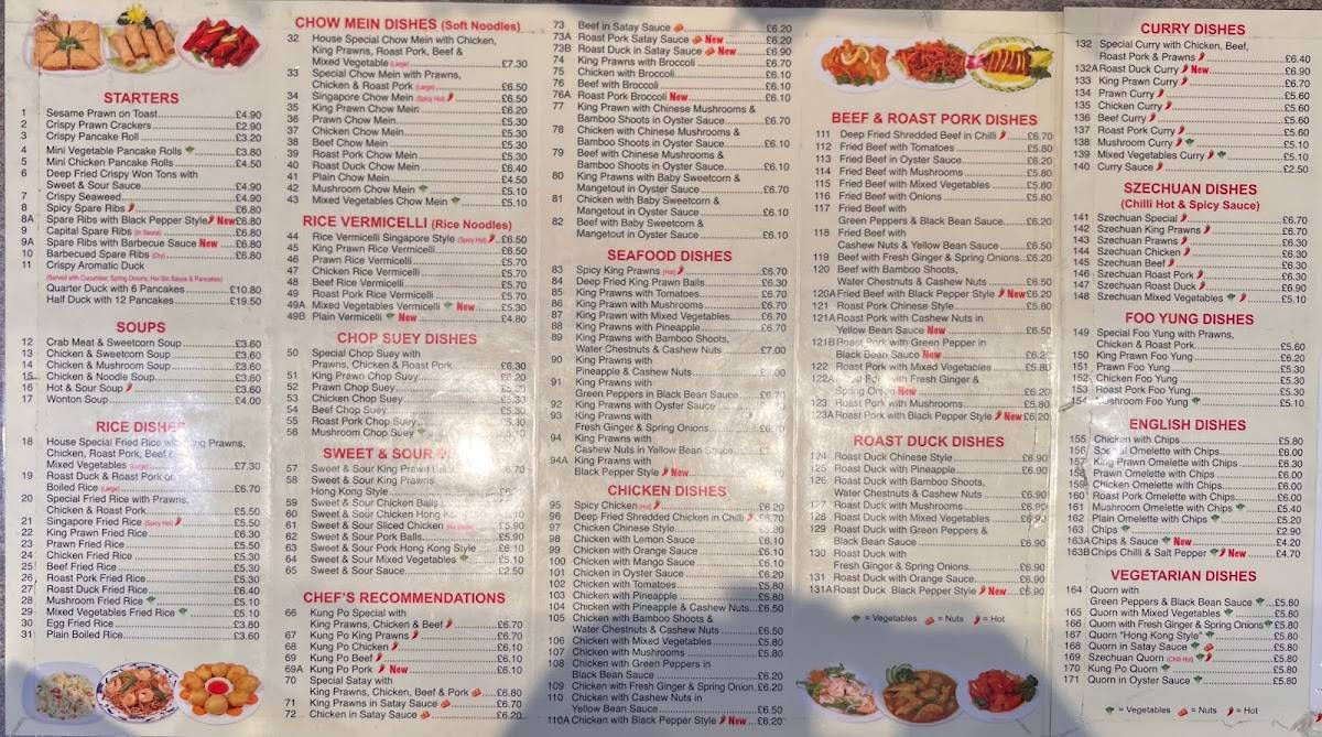 Menu at Ming Garden fast food, Herne Bay