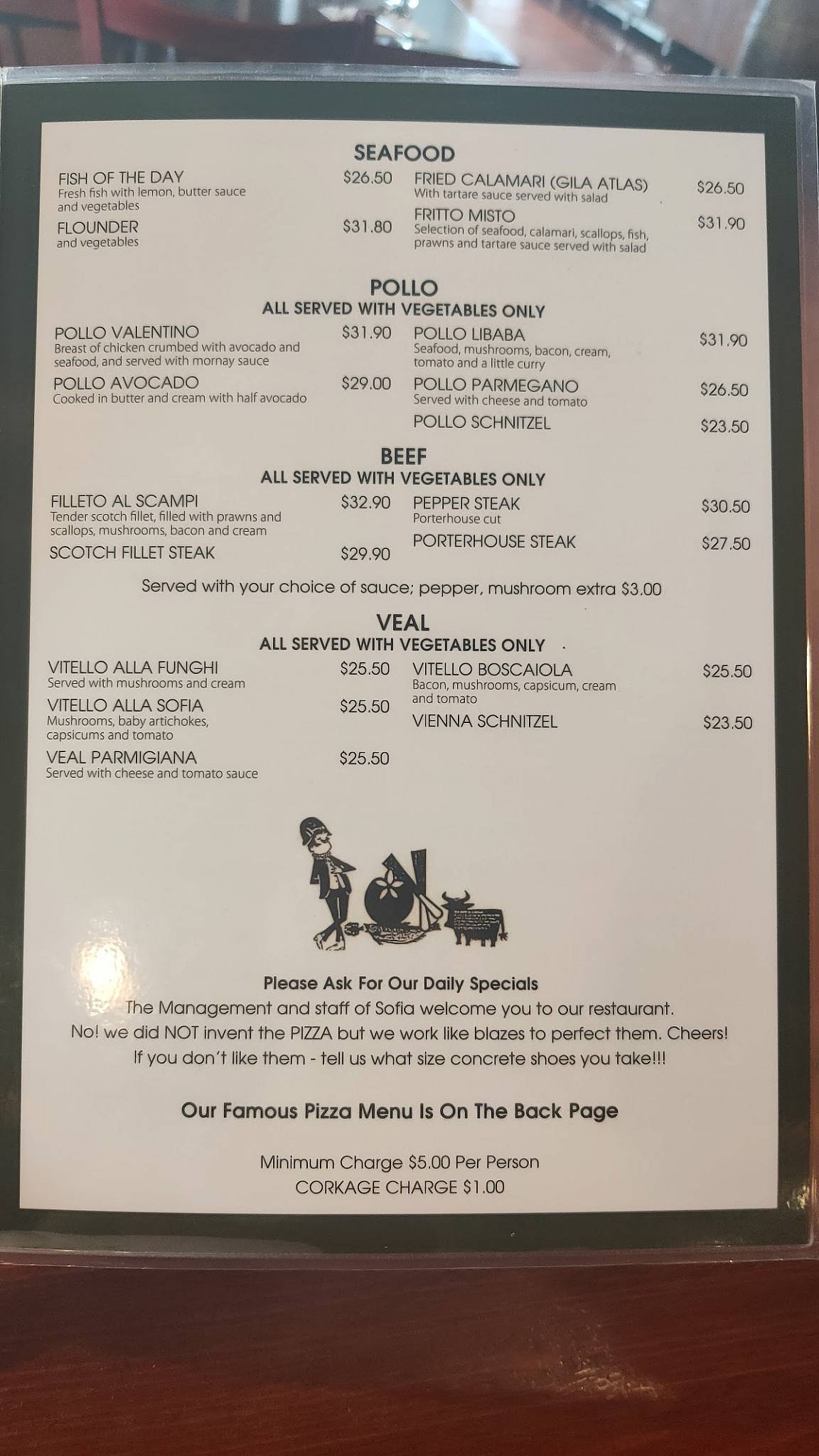 Menu at Sofia Camberwell fast food, Camberwell