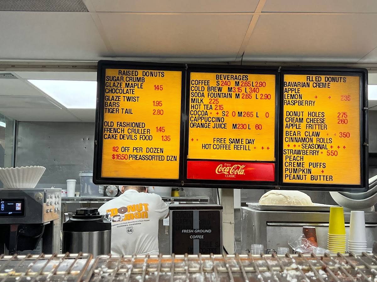 Menu at The Donut Man fast food, Glendora