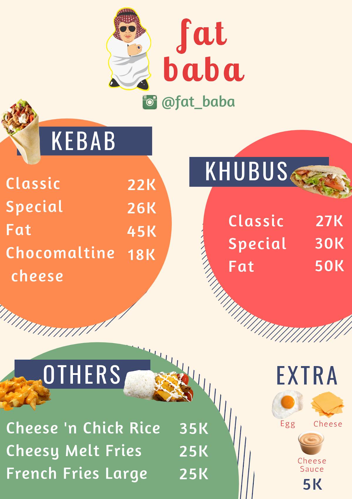 Menu at Fat Baba Kebab & Khubus, East Jakarta