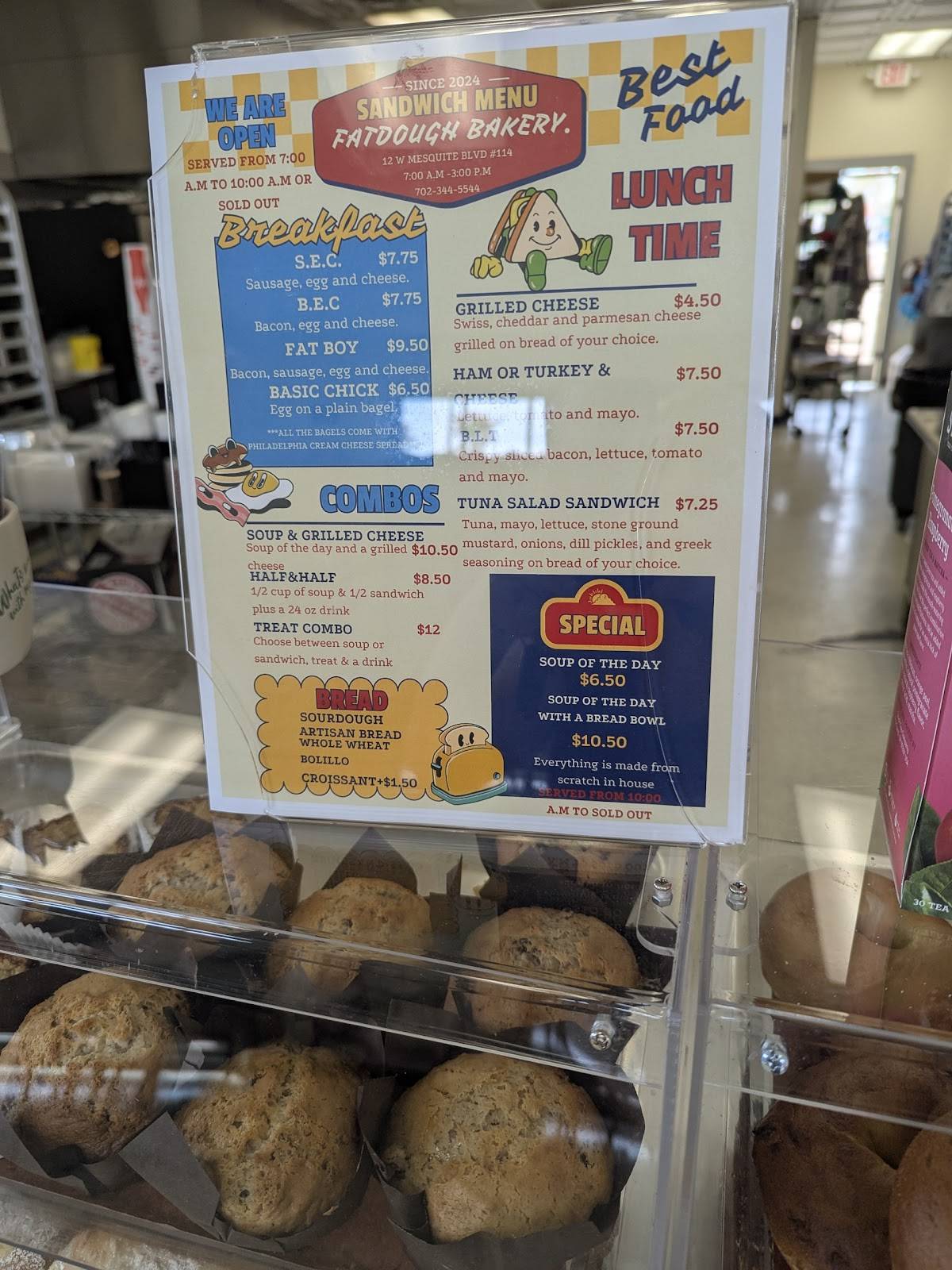Menu at Fat Dough Bakery, Mesquite