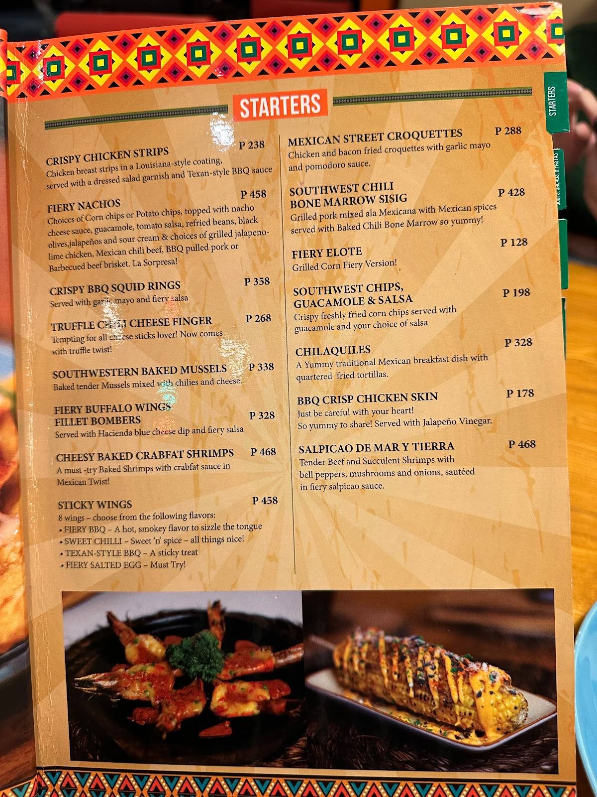 Carta del restaurante Fiery Style Southwestern Flaming Grill Okada ...
