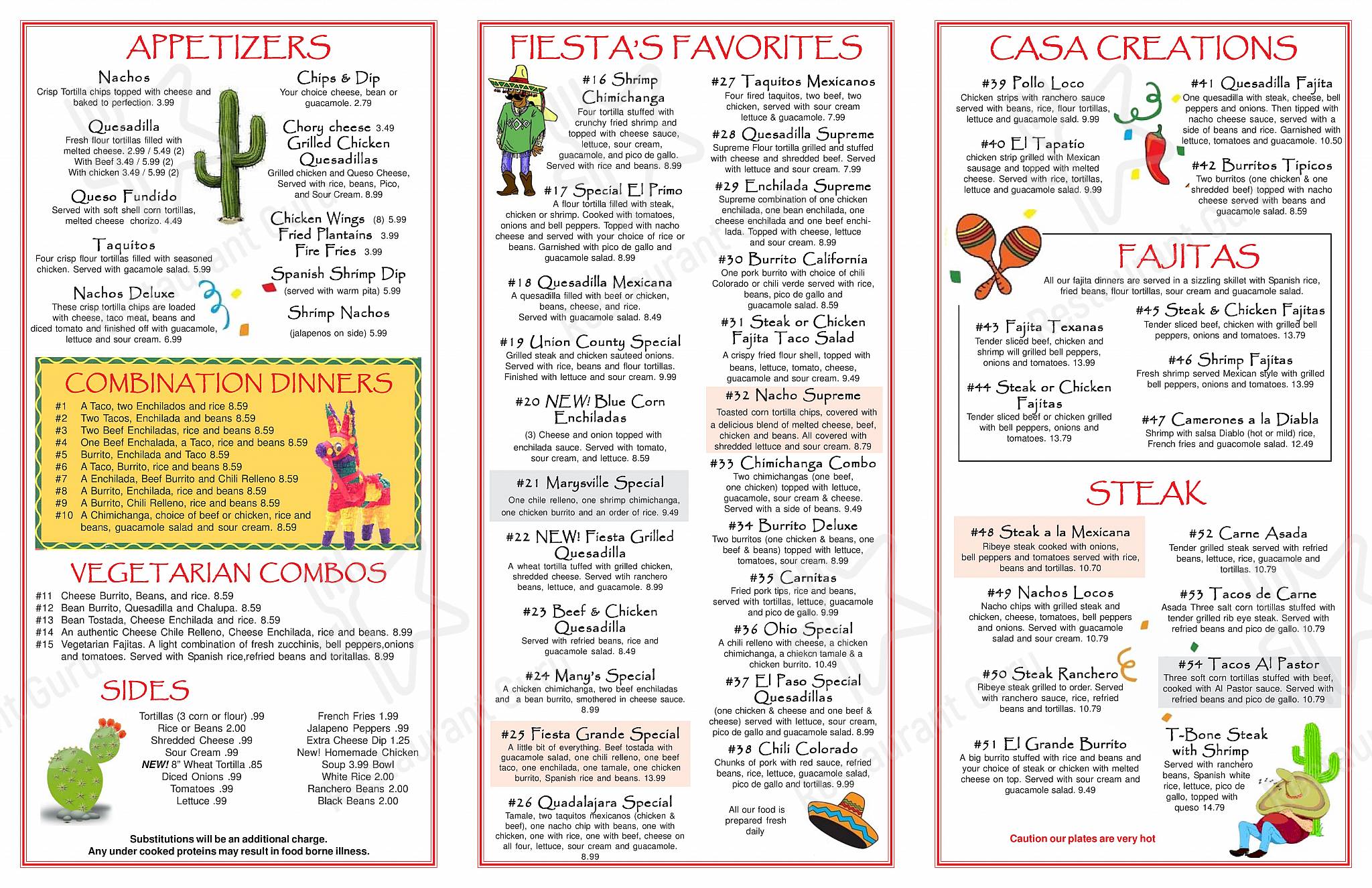 Menu at Fiesta Grande restaurant, Marysville, 109 N Main St