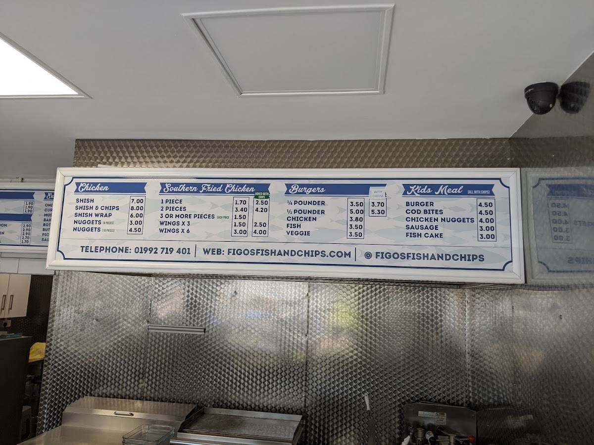 Menu at Figo's @ Roundhills - Fish & Chips fast food, Waltham Abbey