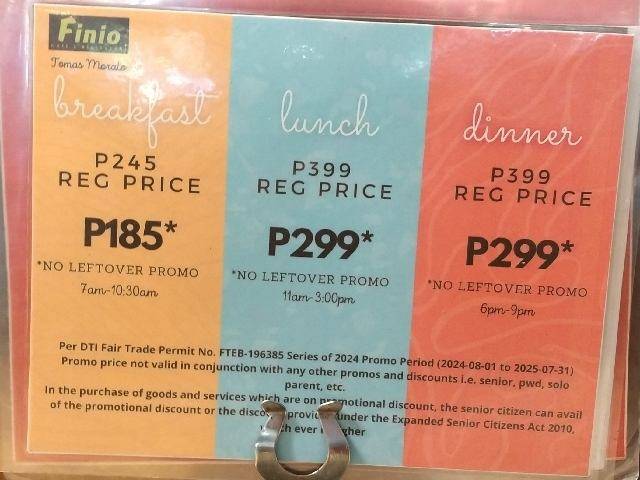 Menu at Finio Cafe & Restaurant, Quezon City, 220 Tomas Morato Avenue