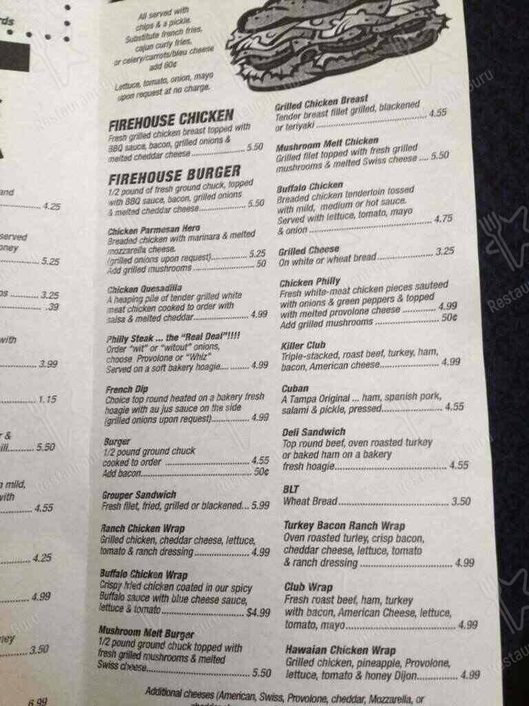 Menu at Firehouse Grill & Pub Inc, Temple Terrace