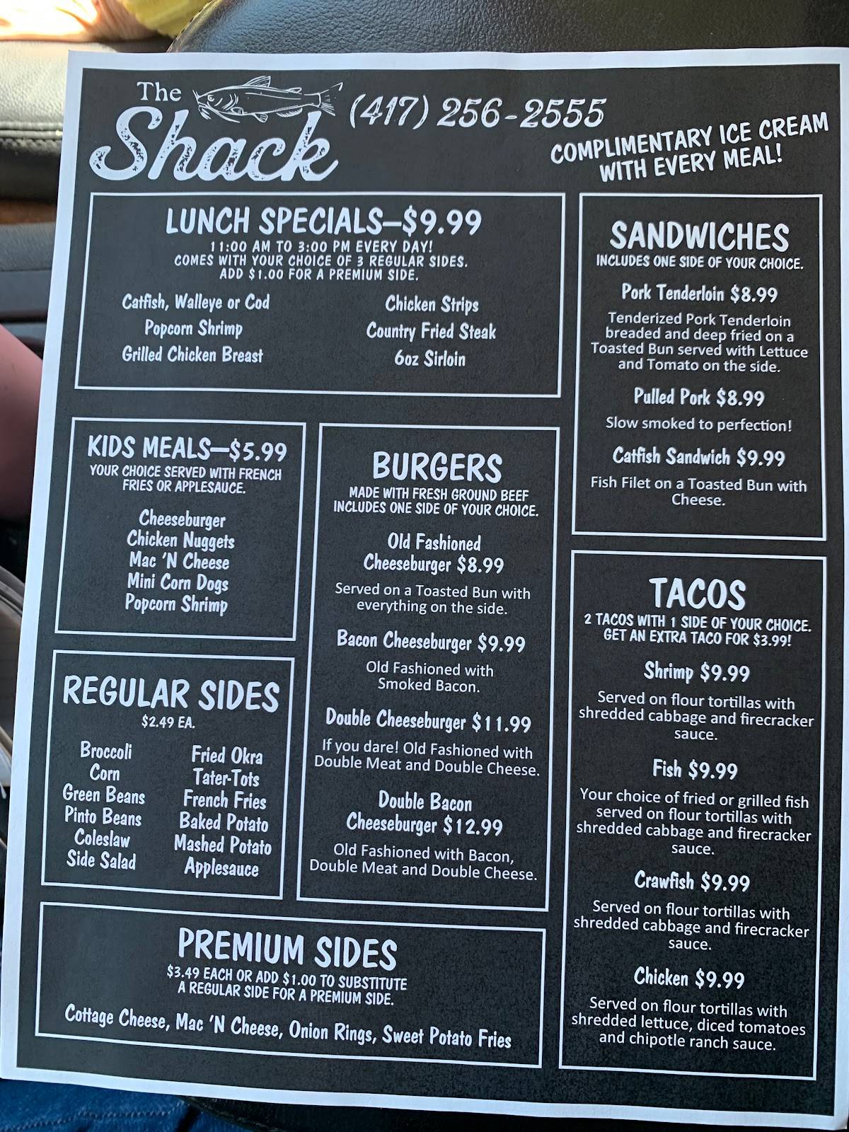 Menu at Fish Shack restaurant, West Plains