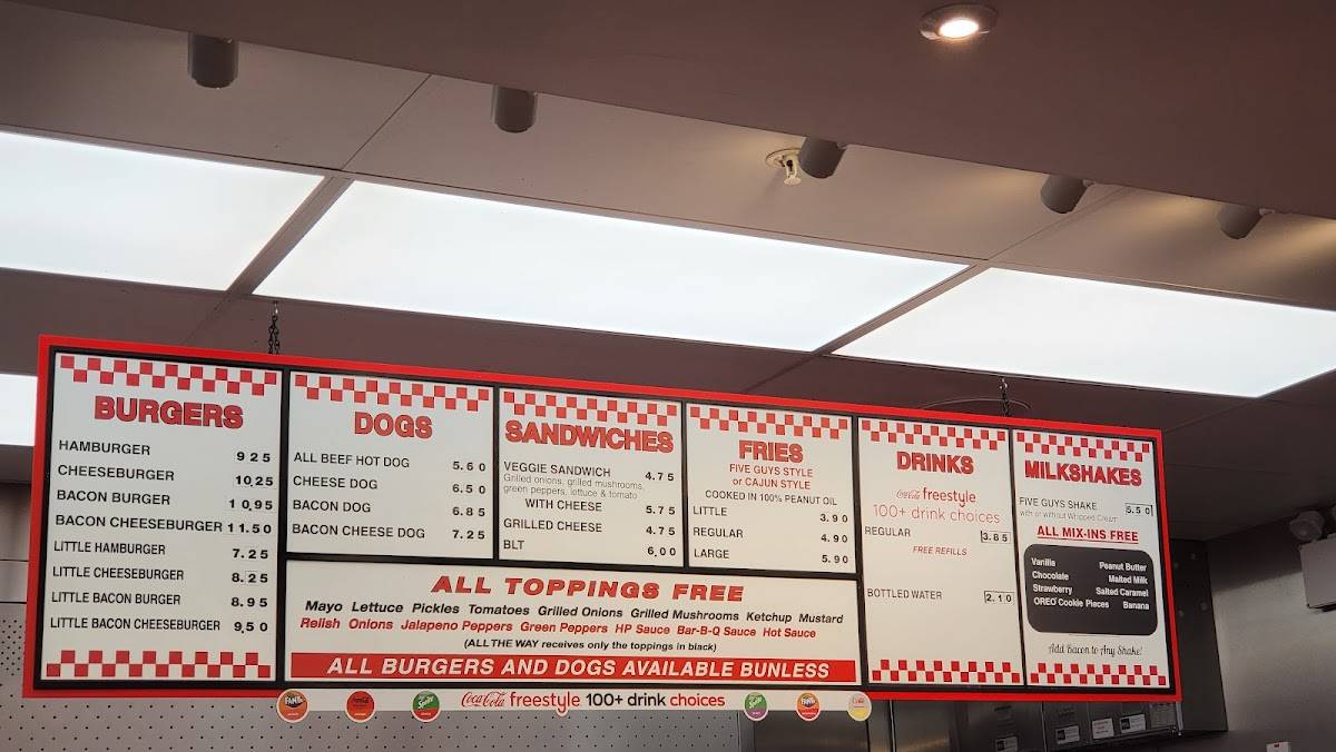 Menu at Five Guys Liffey Valley restaurant, Clondalkin, Unit 10