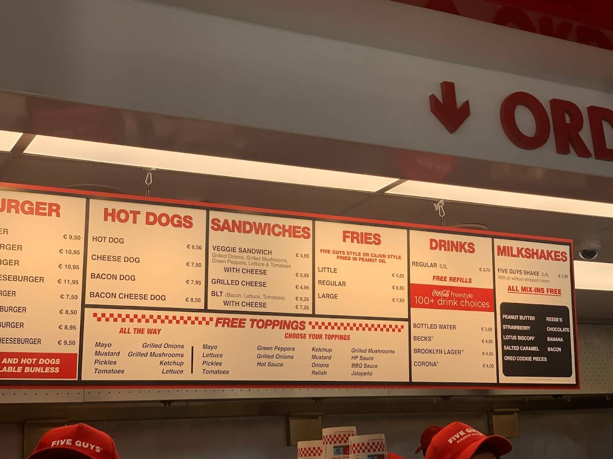 Speisekarte von Five Guys Ramstein Air Base restaurant, Ramstein-Miesenbach