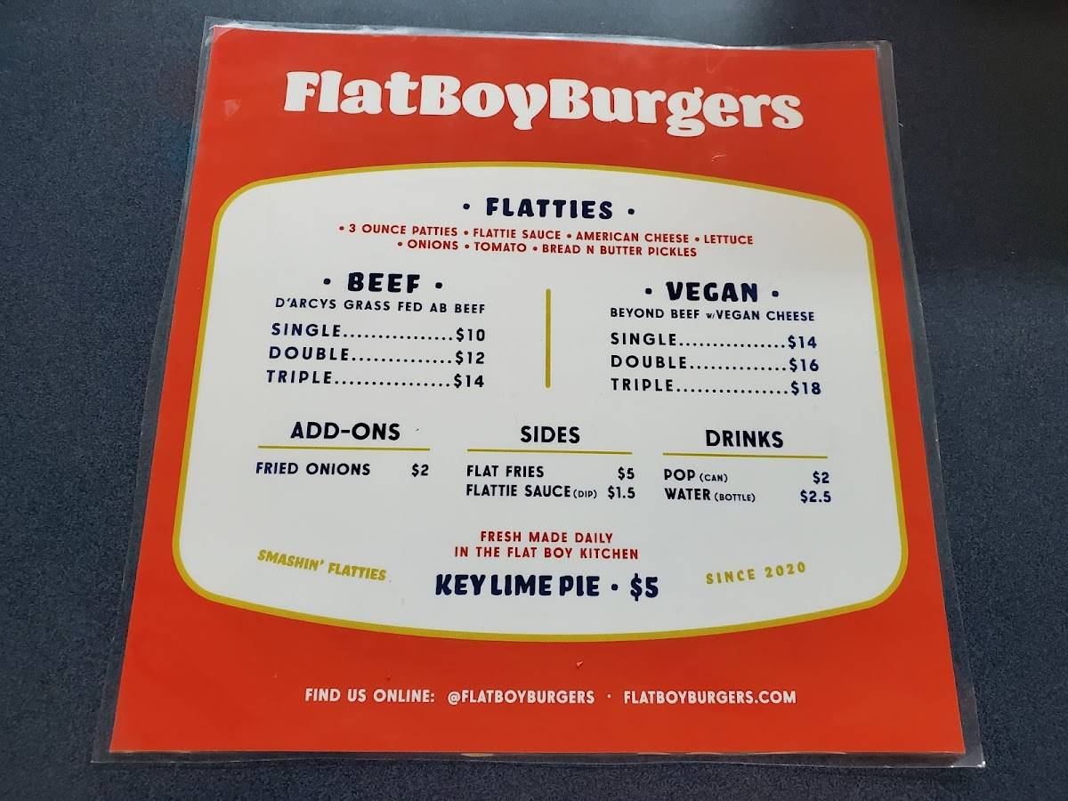 Menu au Flat Boy Burgers restaurant, Edmonton