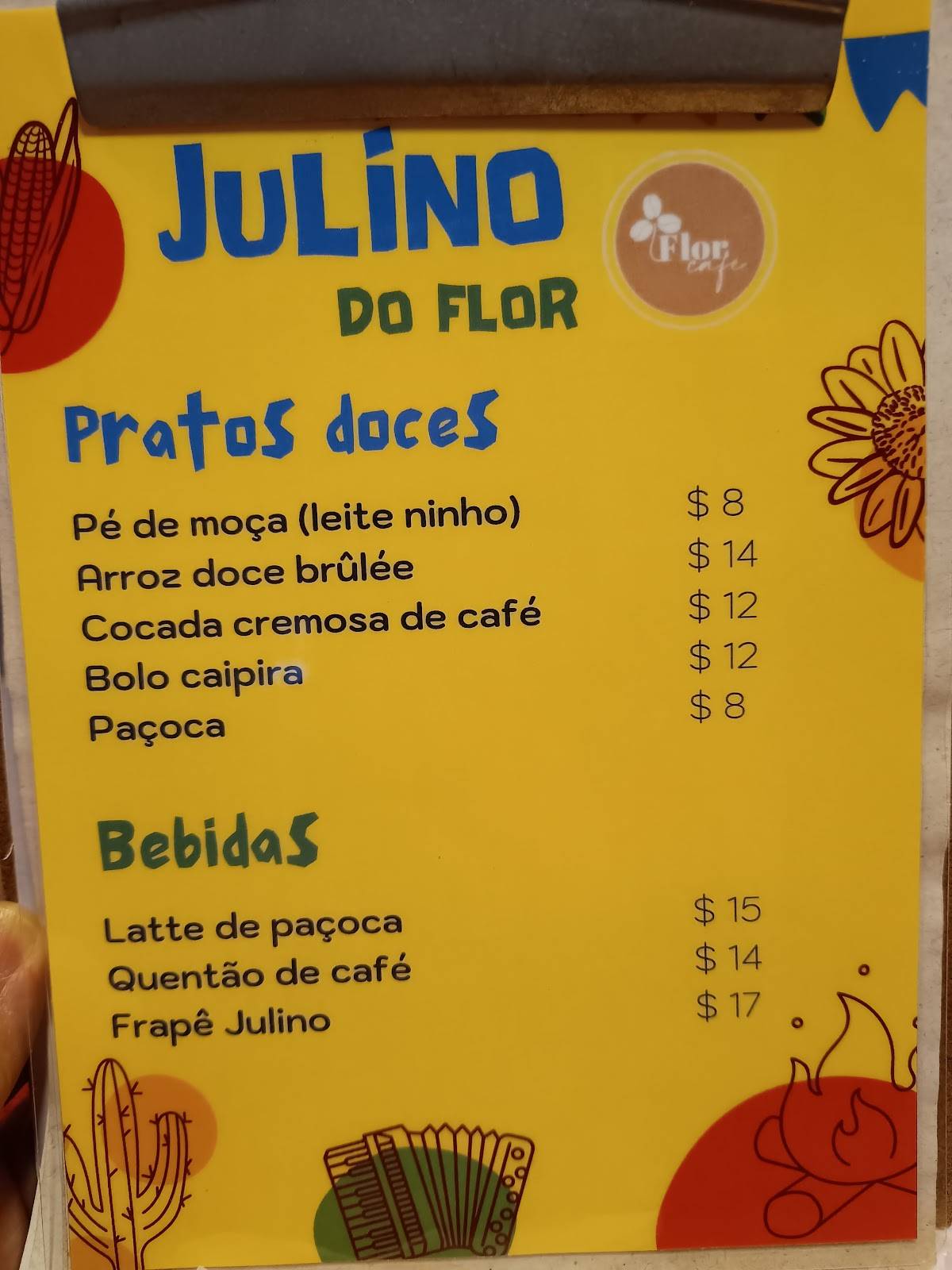 Menu at Flor Café, Maringá
