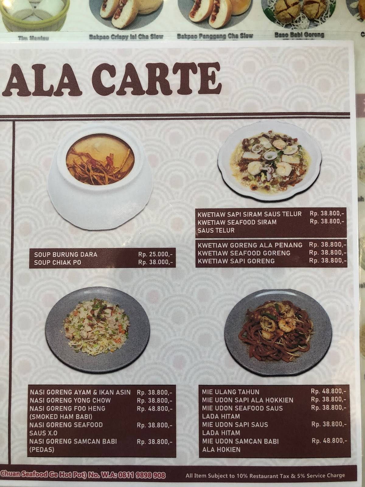 Menu at Foo Heng Hongkong Dimsum Puri Mansion restaurant, West Jakarta