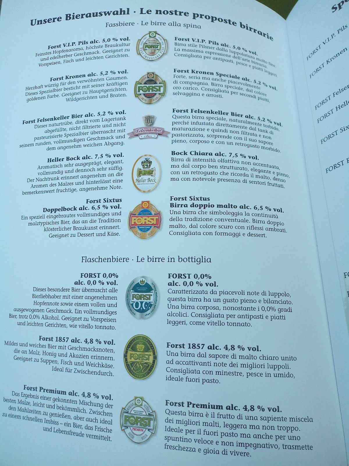 Menu da Forsterbräu Lana ristorante, Lana