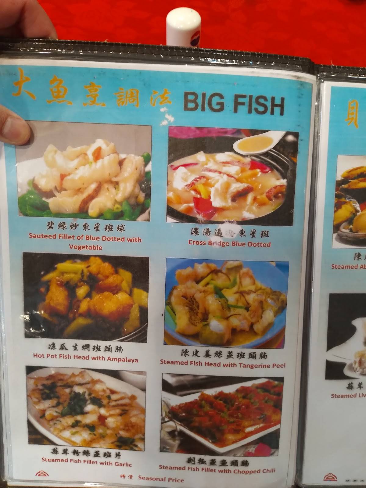 Menu at Fortune Court Seafood Restaurant, Pasay
