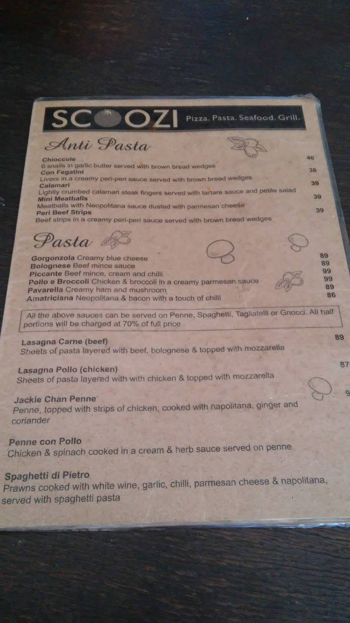 Menu at Franki Bananaz Hayfields inc. Scoozi's Pizza restaurant ...