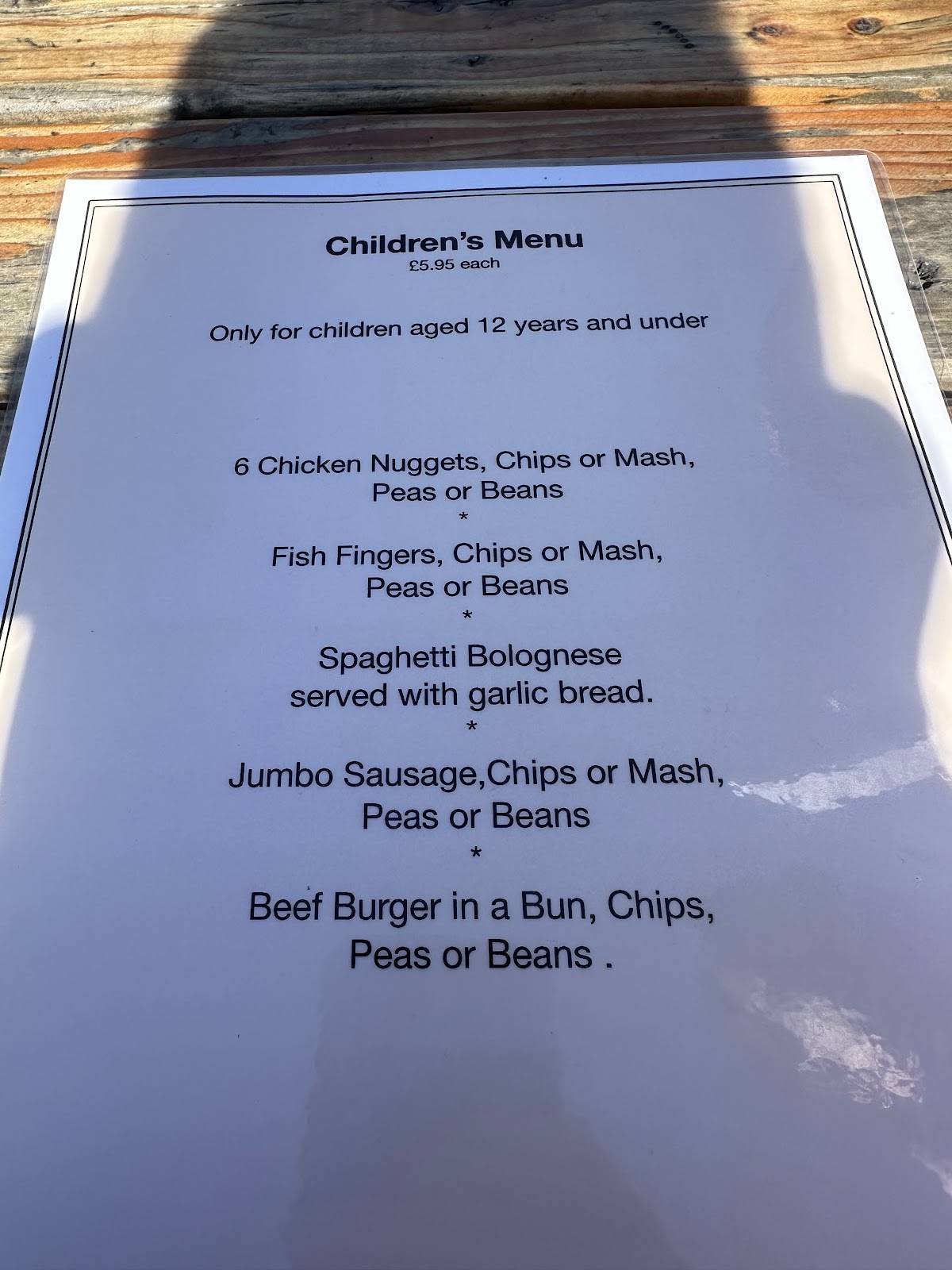 Menu at Freemasons Arms pub & bar, Snodland