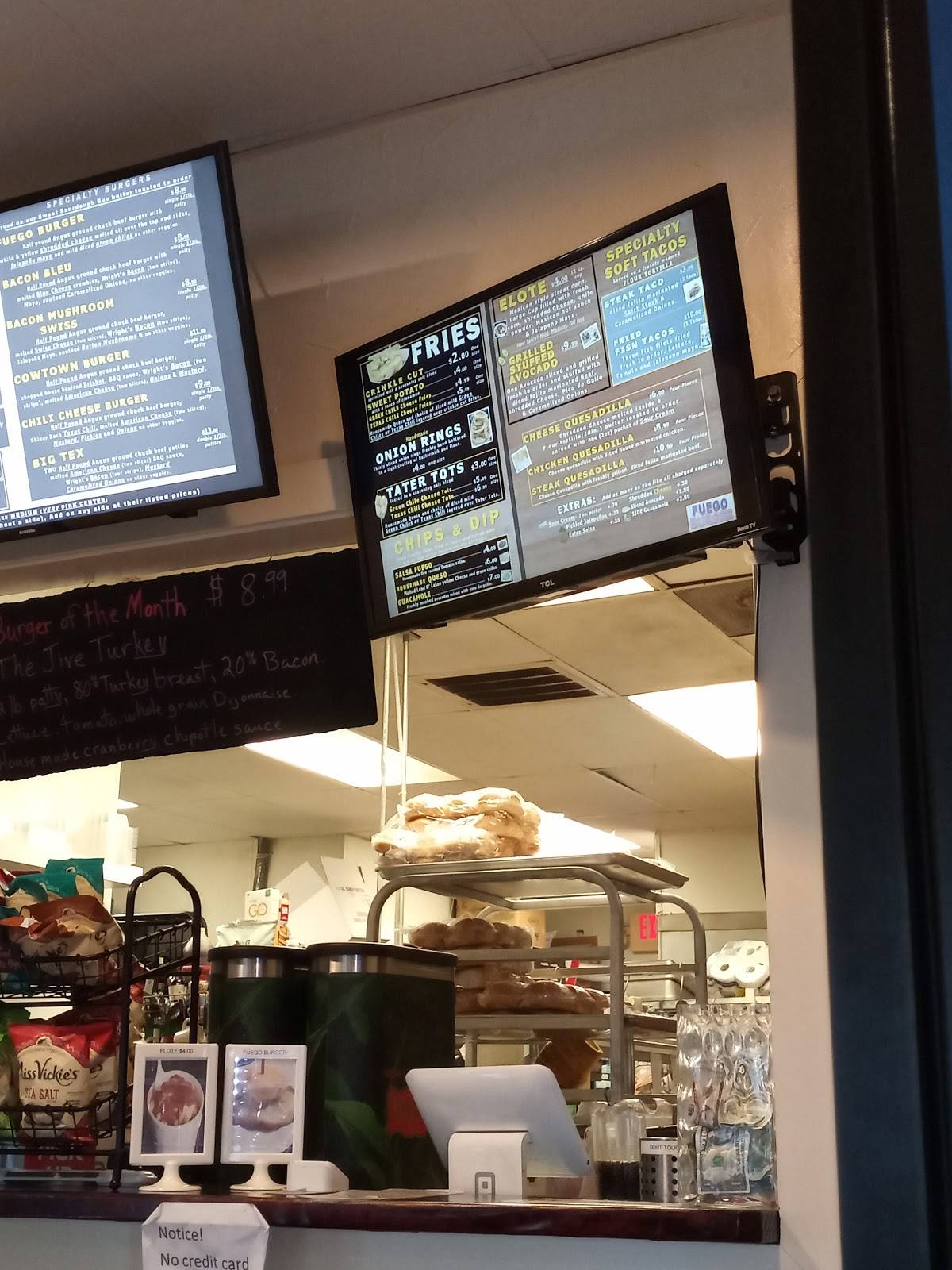 Menu at Fuego Burger restaurant, Fort Worth, Benbrook Blvd #108