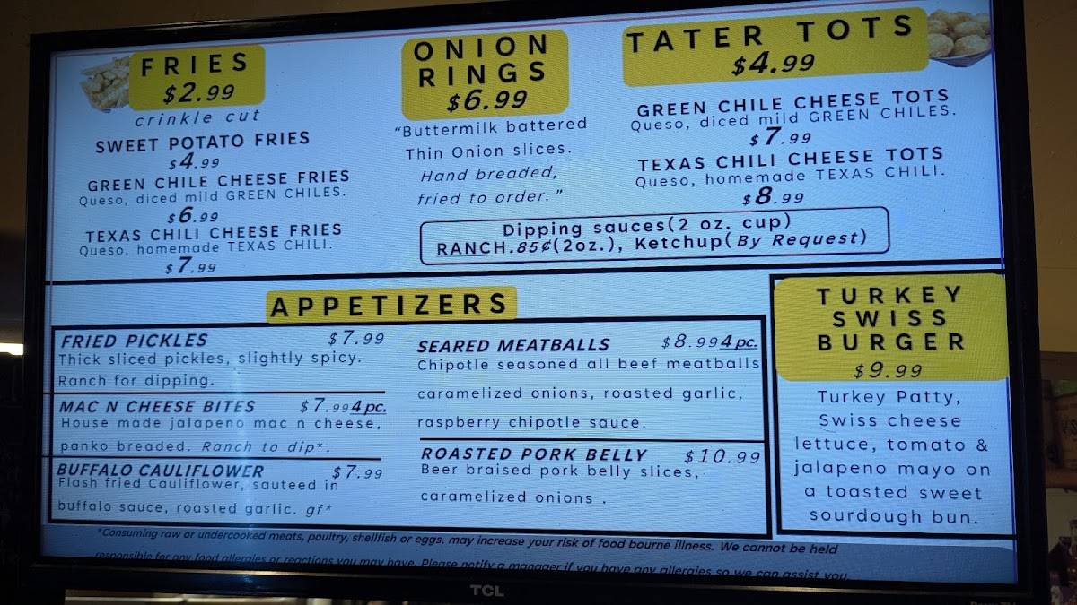 Menu at Fuego Burger restaurant, Fort Worth, Benbrook Blvd #108