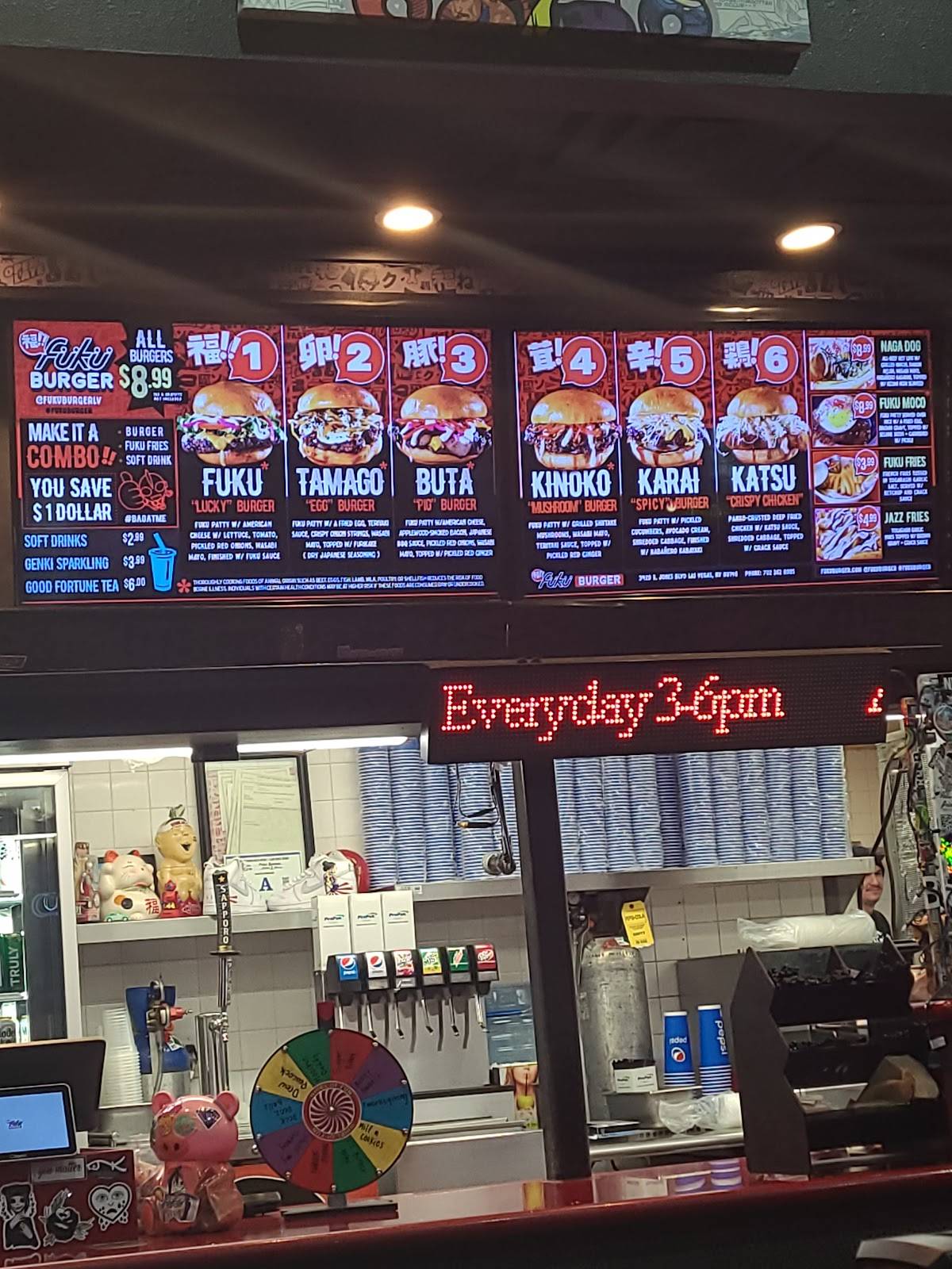 Menu at Fuku Burger Chinatown restaurant, Las Vegas, S Jones Blvd