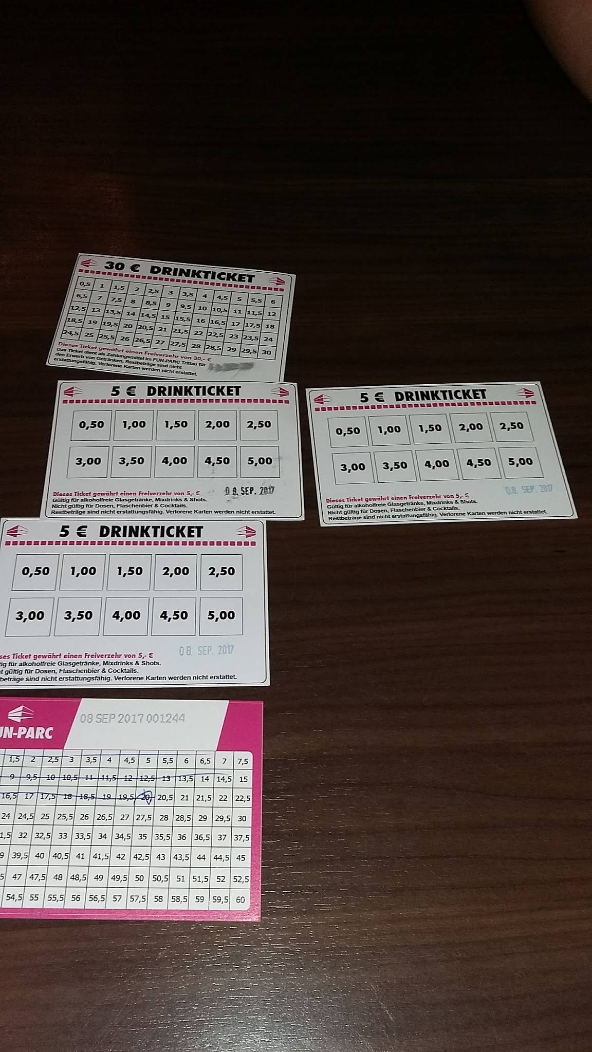 Carta del pub y bar Fun-Parc Trittau, Trittau