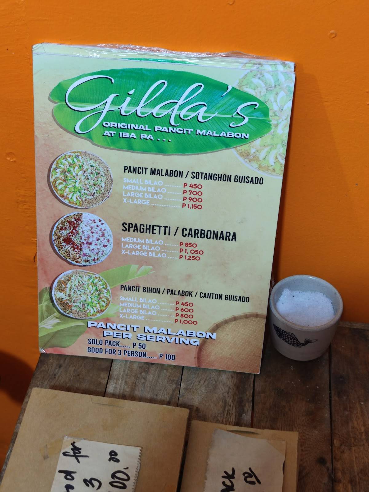 Menu at GILDA'S PANCIT MALABON (Lingayen Branch) restaurant, Lingayen