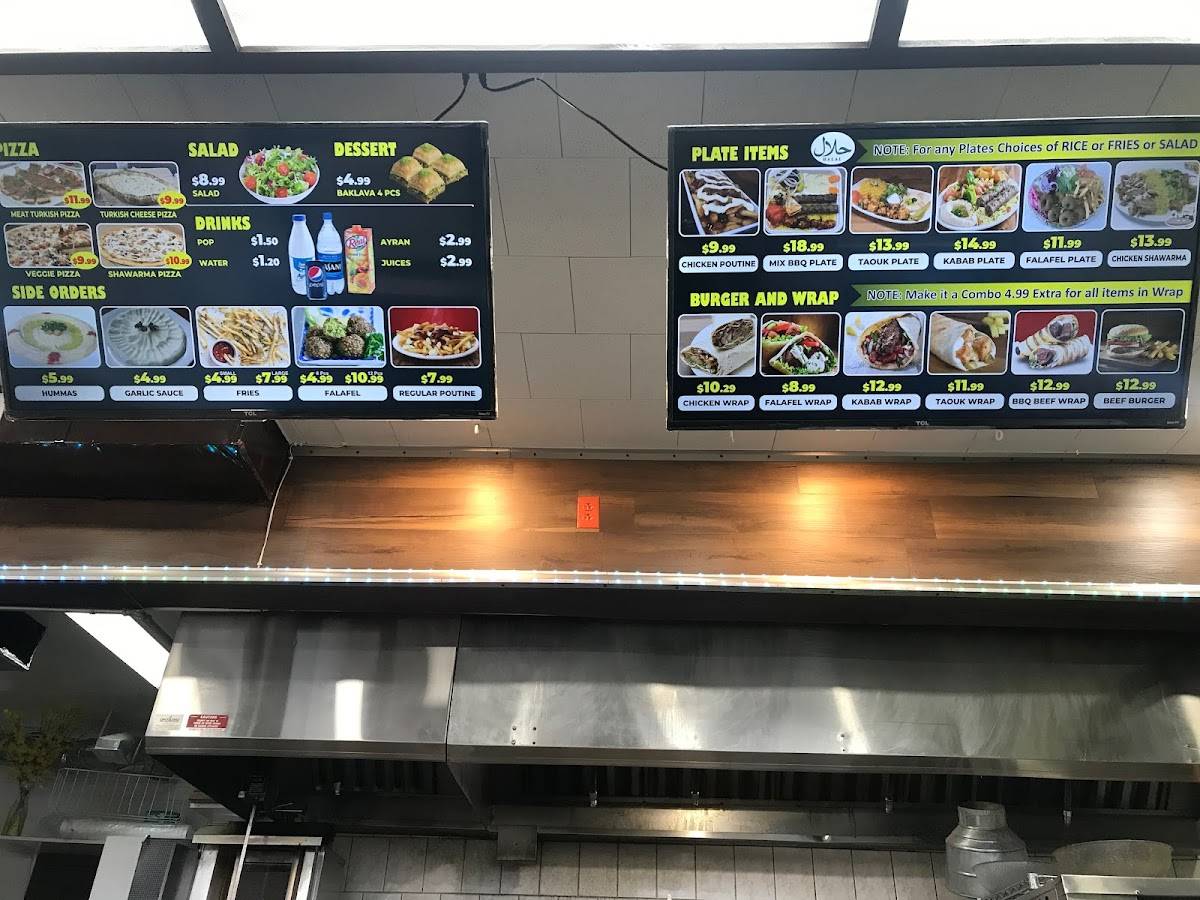 Carta del restaurante Galaxy shawarma, Hamilton
