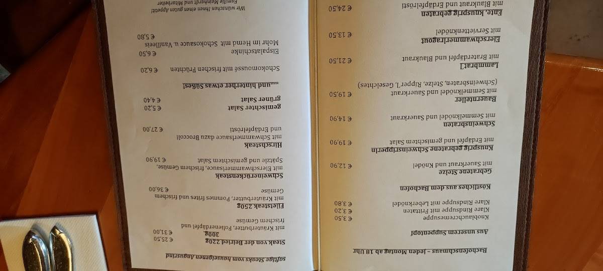 Speisekarte von Gasthaus Restaurant Grabnerwirt, Arriach