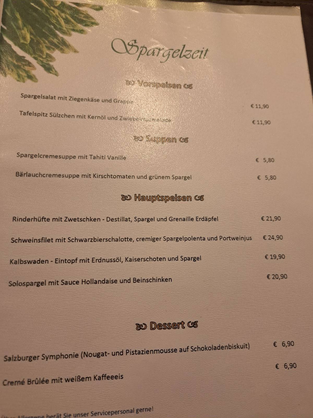 Speisekarte von Gasthaus Wild 1210 restaurant, Wien, Amtsstraße 1
