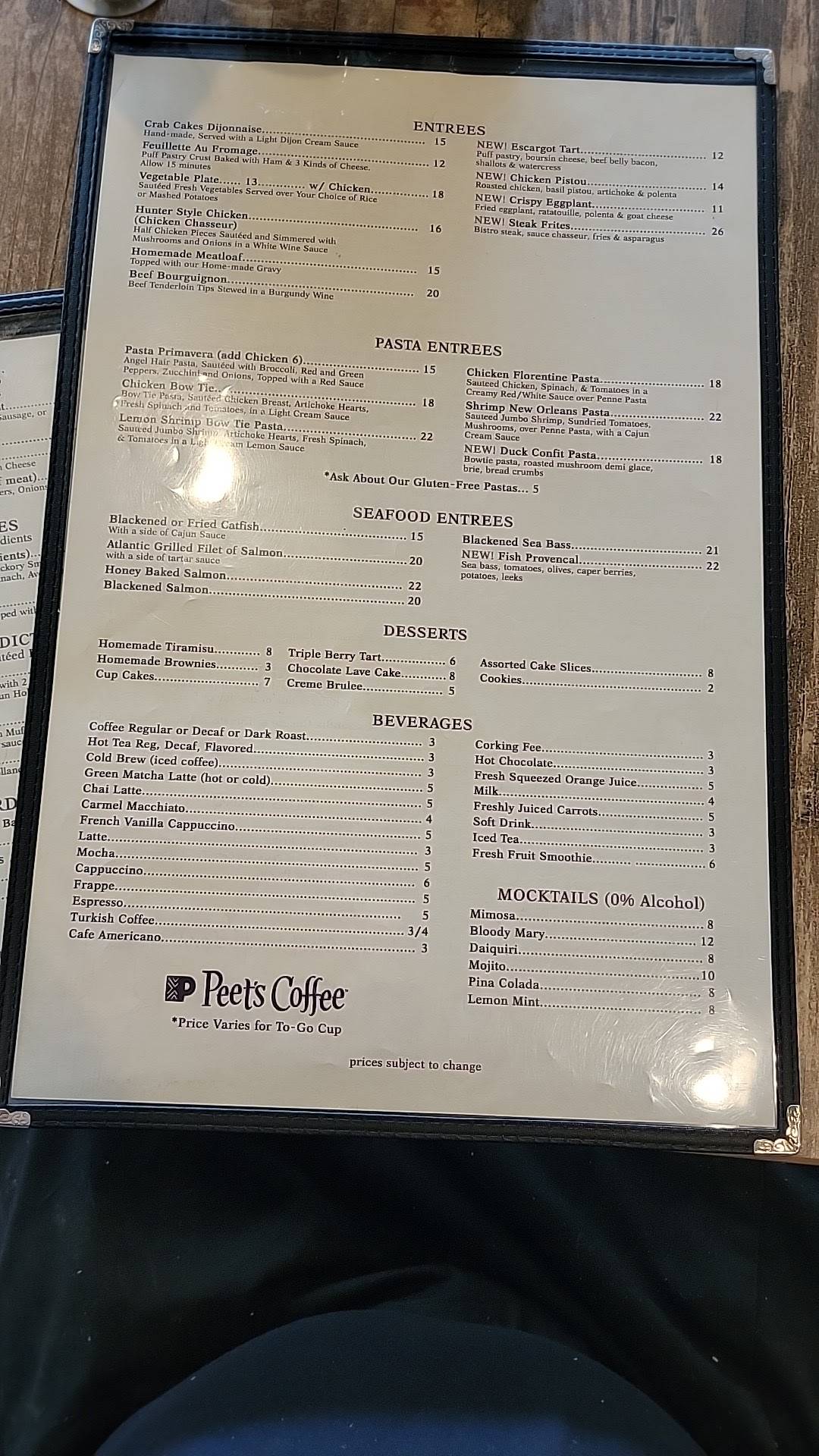 Menu at Gaston's Bistro restaurant, Orland Park