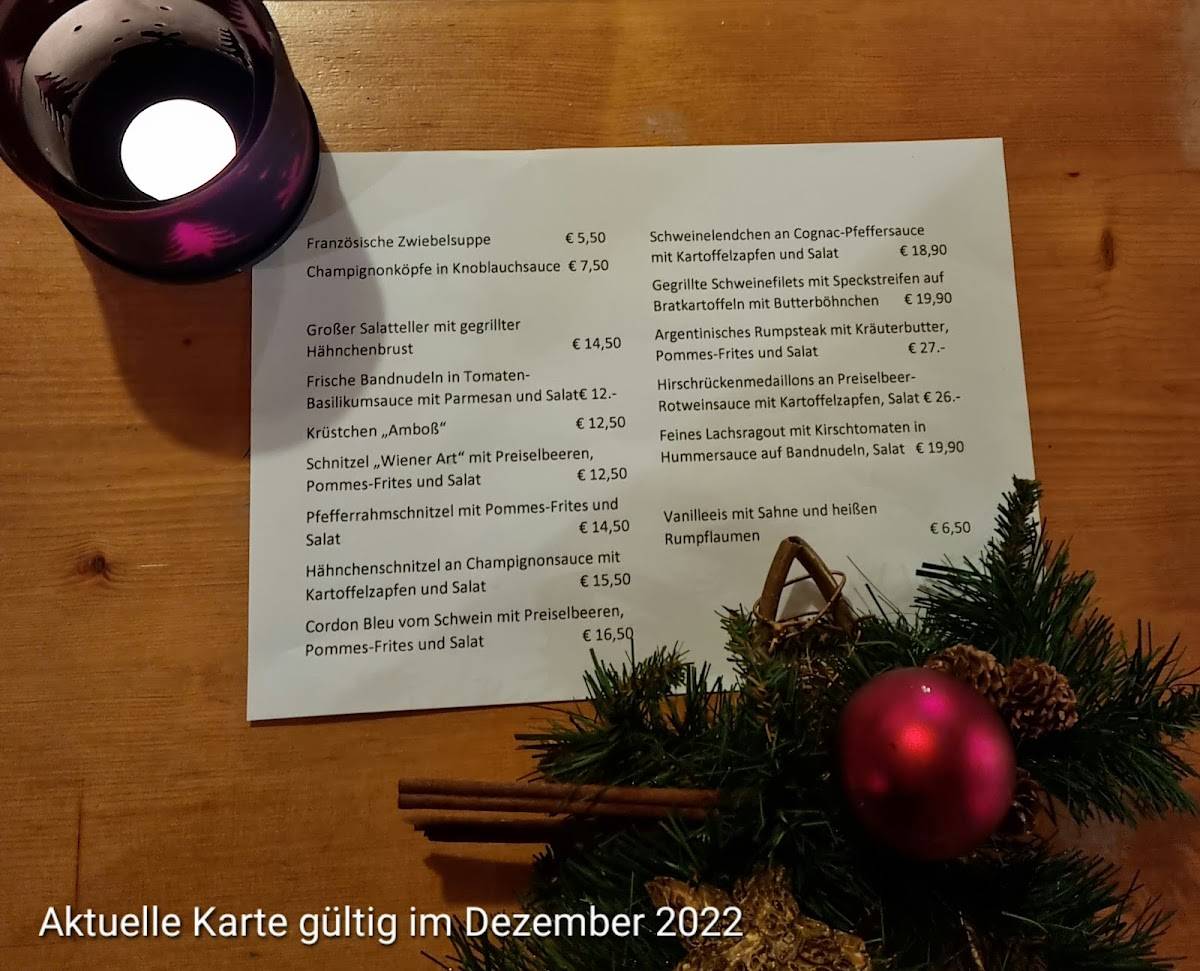 Speisekarte von Gaststätte Amboss restaurant, Wiehl