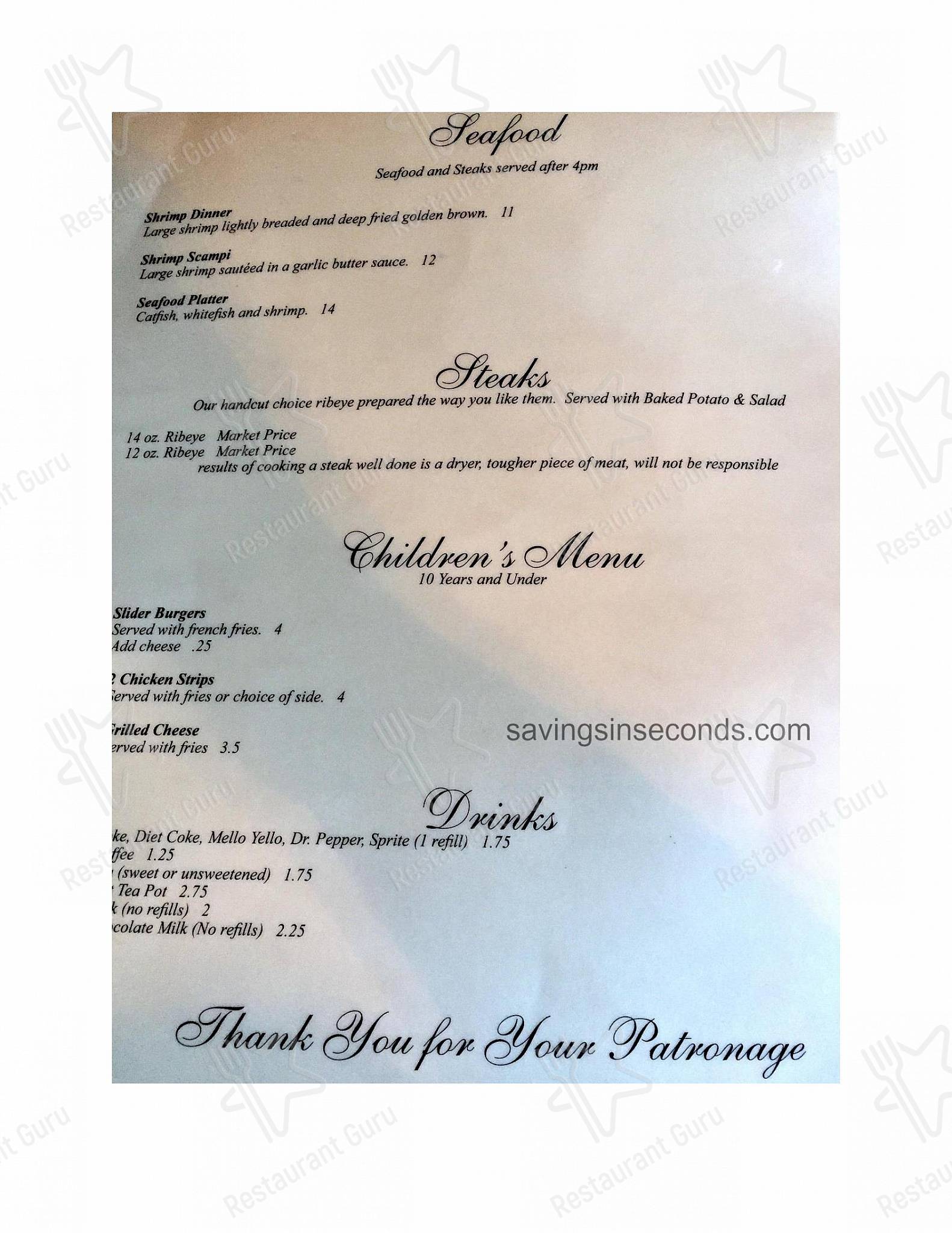 Menu at Gathering Place Cafe, Greeneville