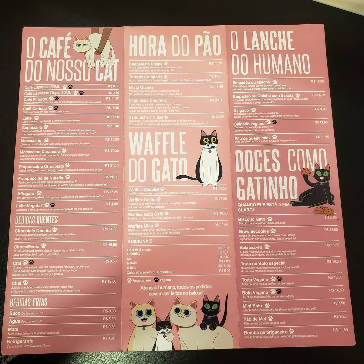 Menu em Gato Café, Rio de Janeiro