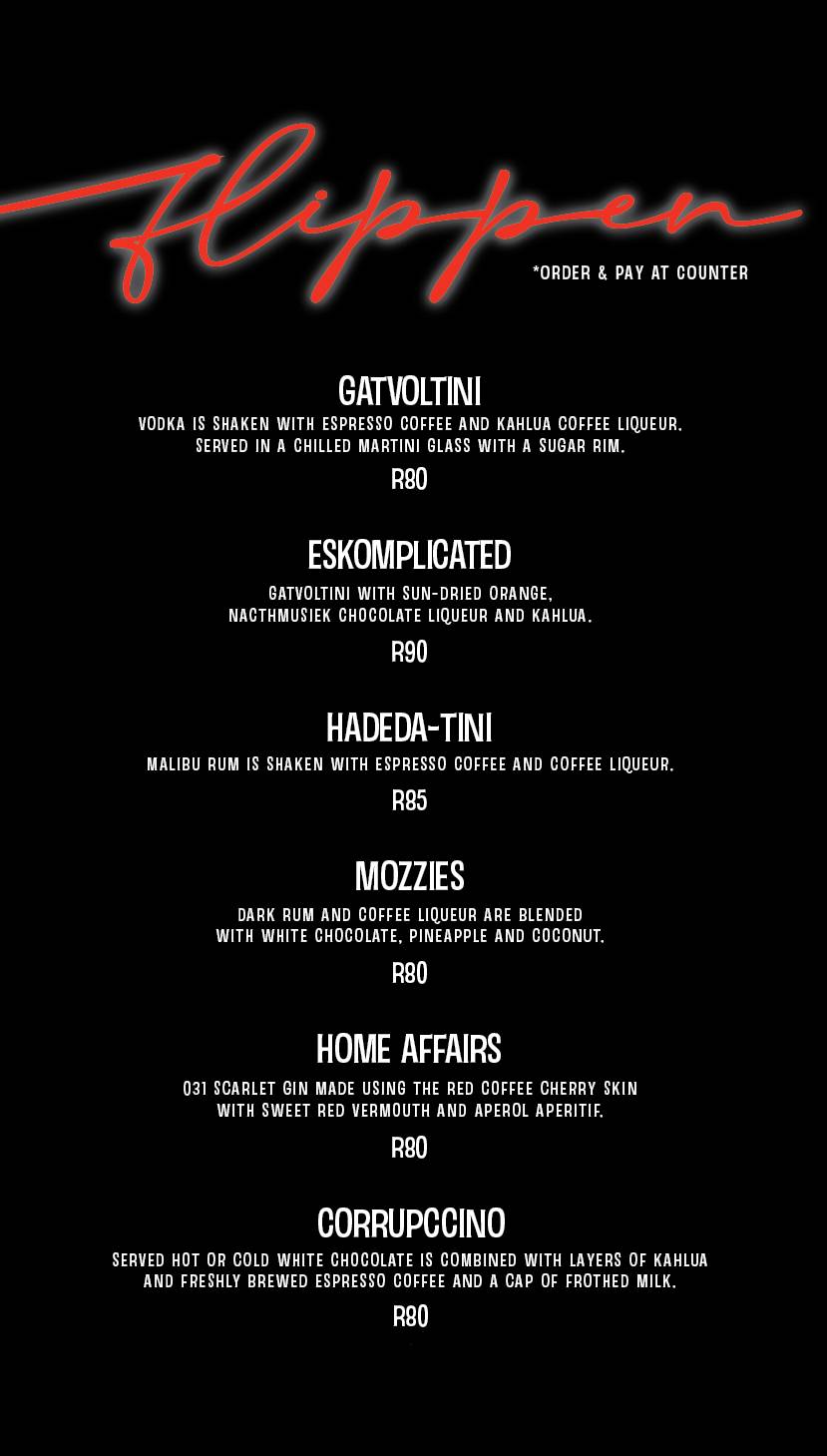 Menu at Gatvol coffee coffee house, La Lucia