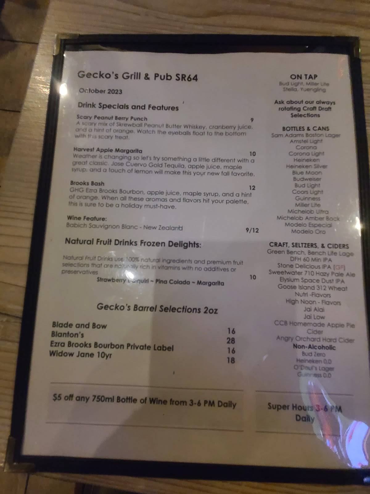 Menu at Gecko’s Grill & Pub, Bradenton, FL-64 E