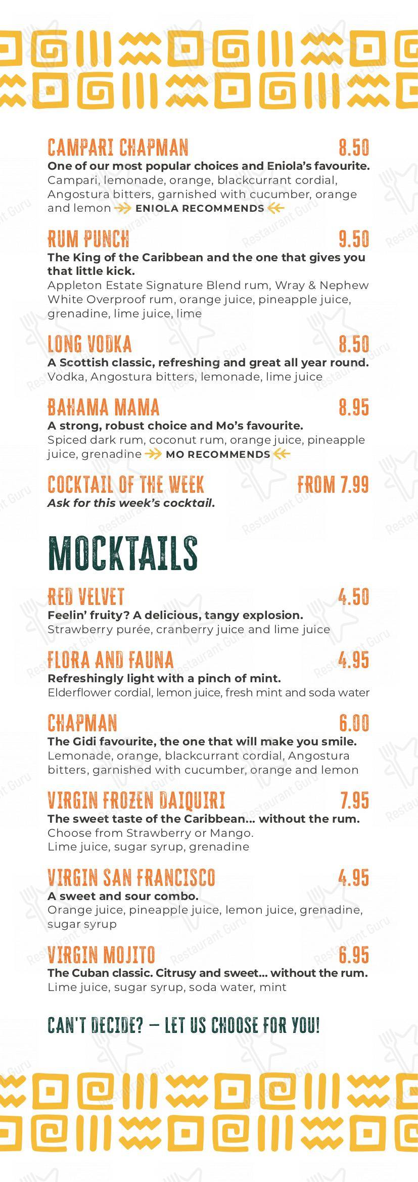 Menu at Gidi Grill, Dundee BBQ, Dundee