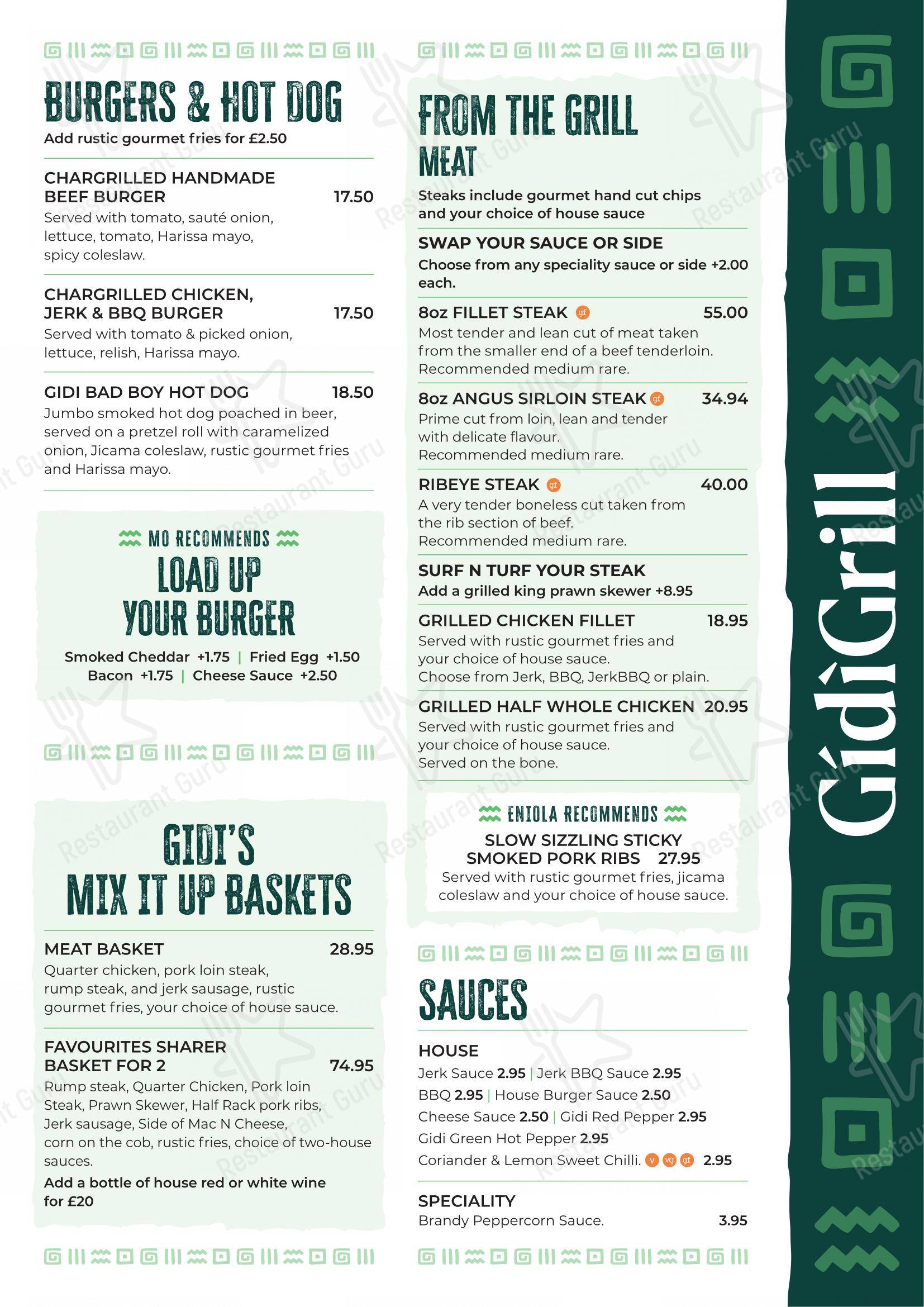 Menu at Gidi Grill, Dundee BBQ, Dundee