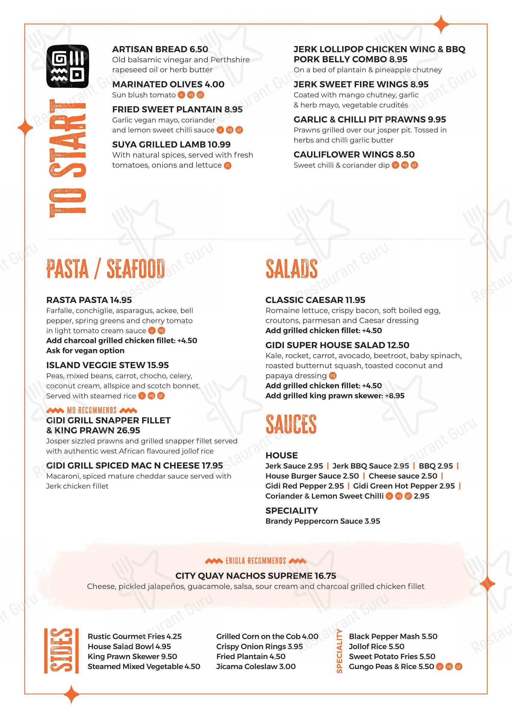 Menu at Gidi Grill, Dundee BBQ, Dundee