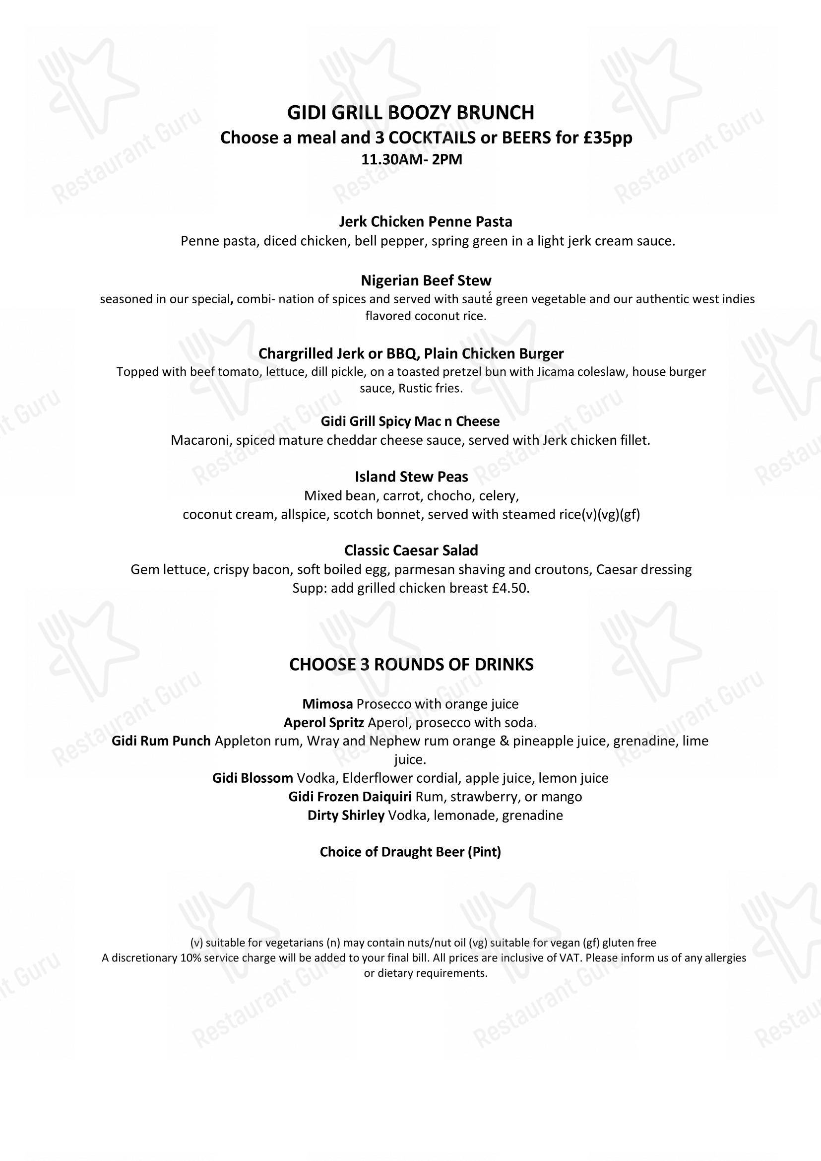 Menu at Gidi Grill, Dundee BBQ, Dundee