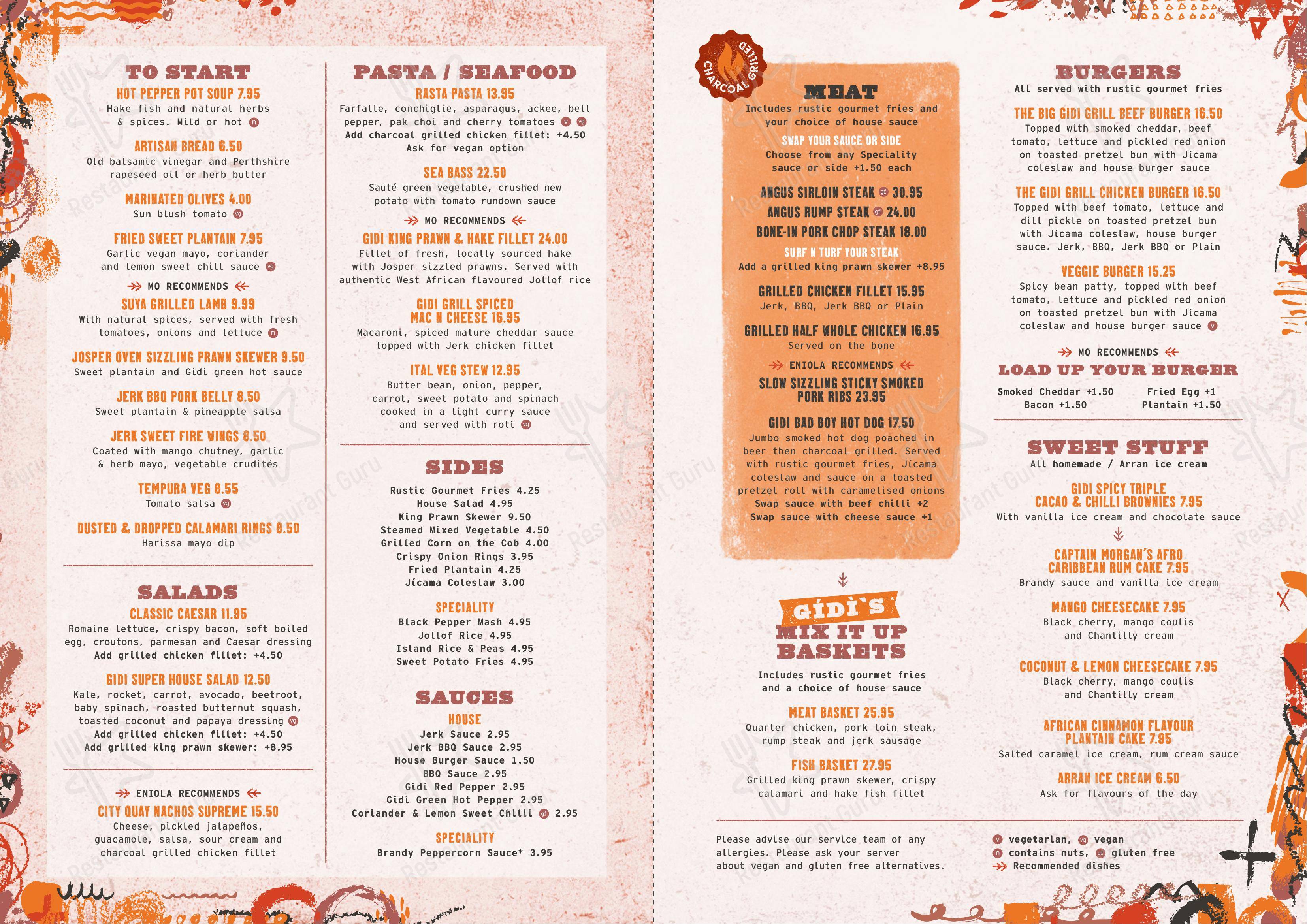 Menu at Gidi Grill, Dundee BBQ, Dundee