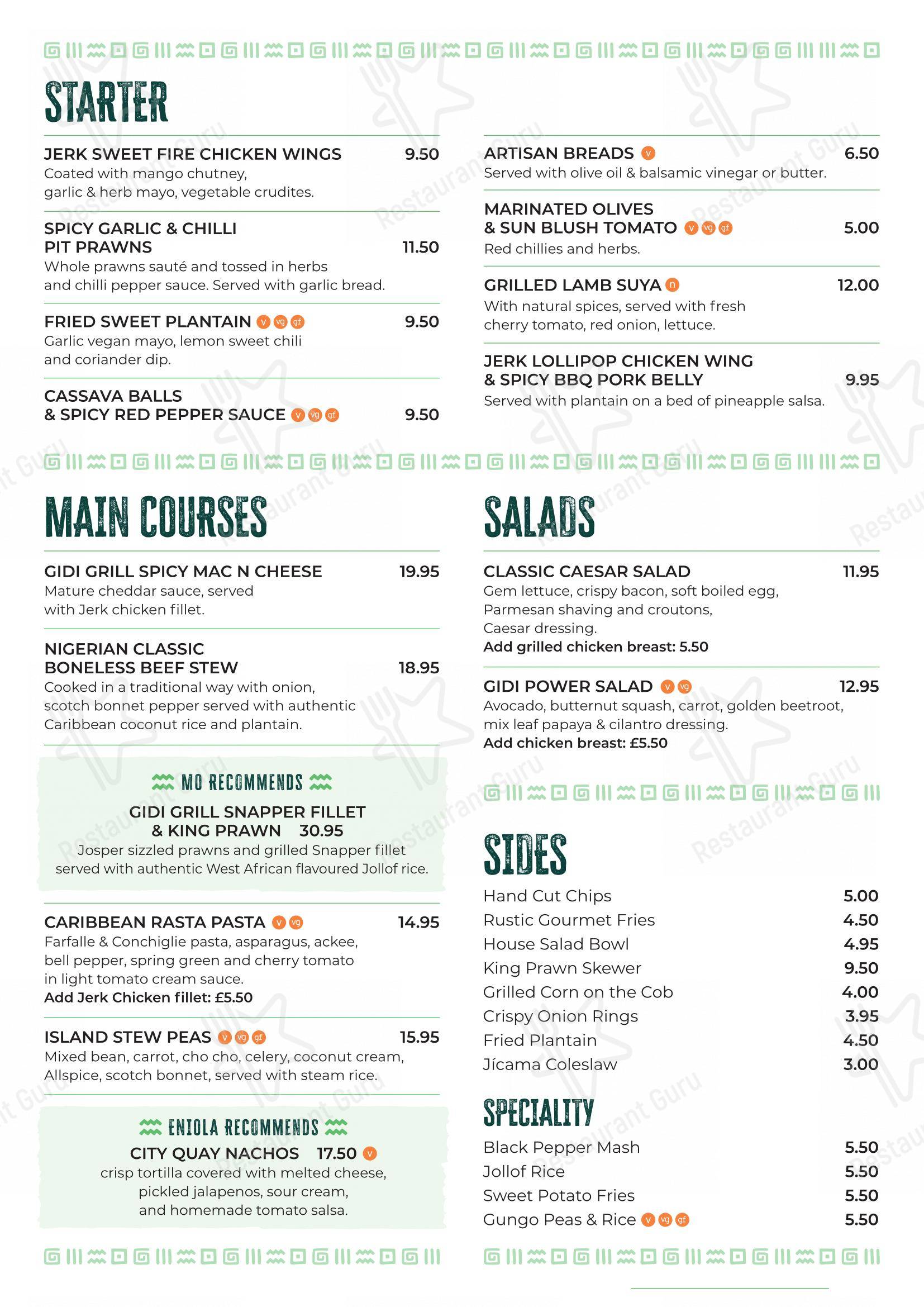 Menu at Gidi Grill, Dundee BBQ, Dundee