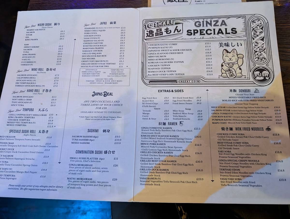 Menu at Ginza Kitchen restaurant, Belfast