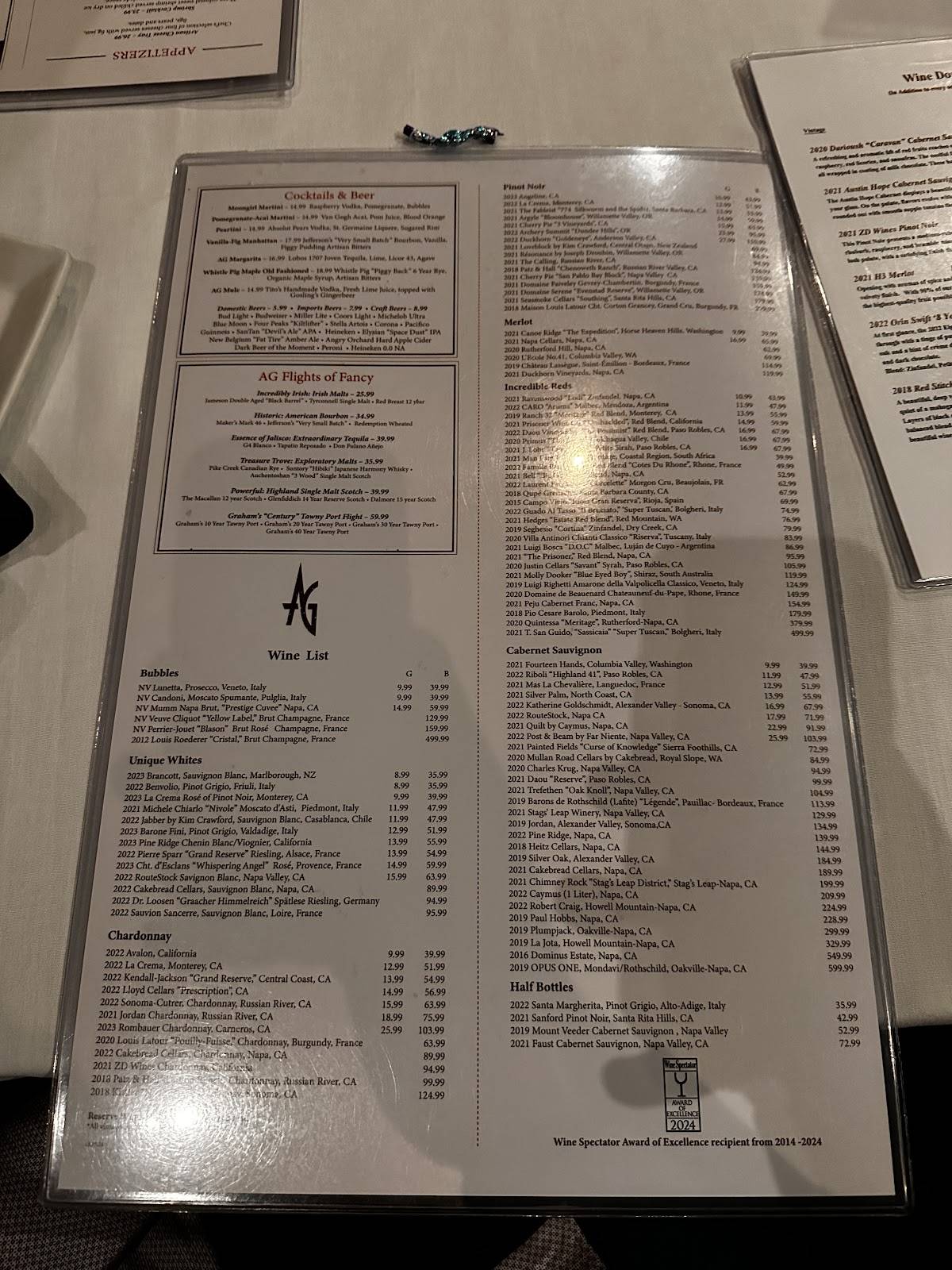 Menu at Arrowhead Grill steakhouse, Glendale